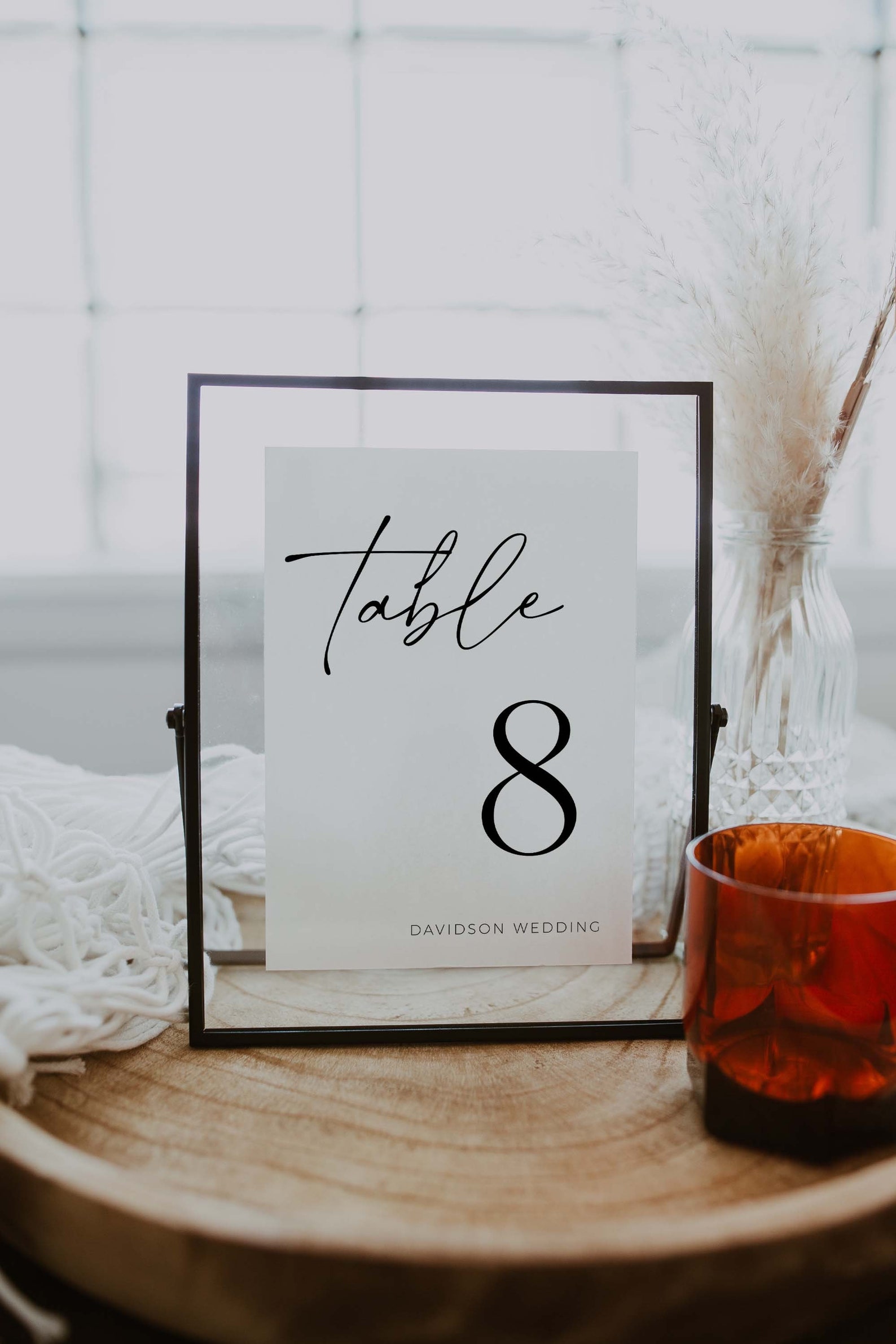 Table Number Modern Minimalist Wedding Script Font Banquet Wedding ...
