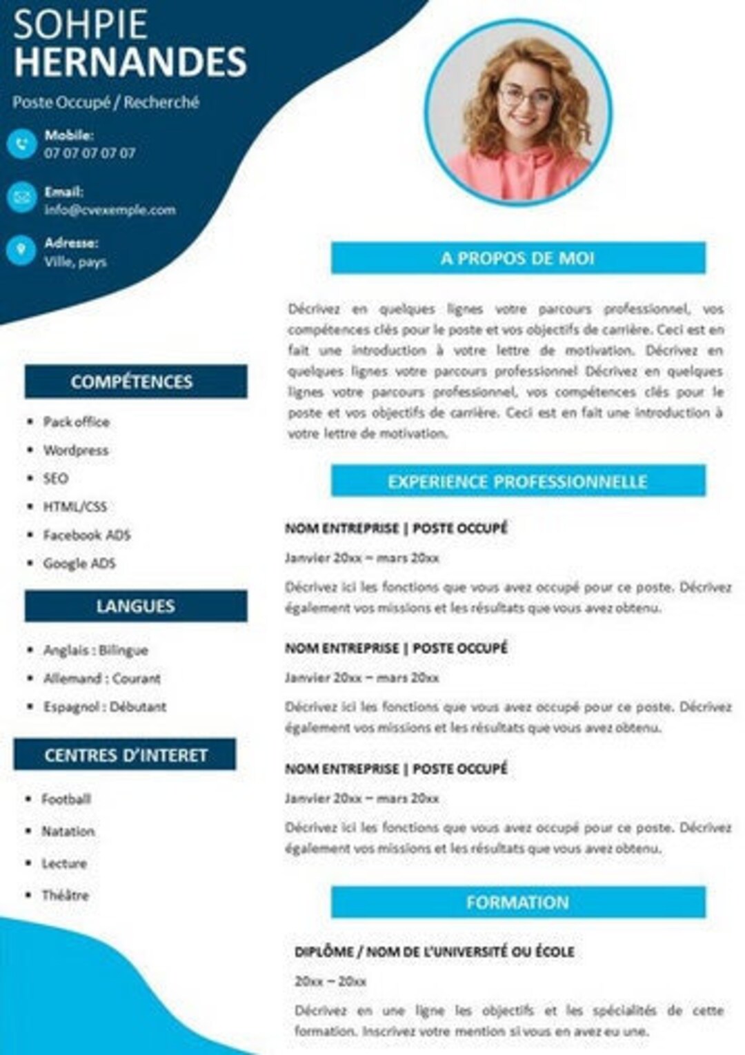 CV Design Example in Word and Powerpoint Format - Etsy