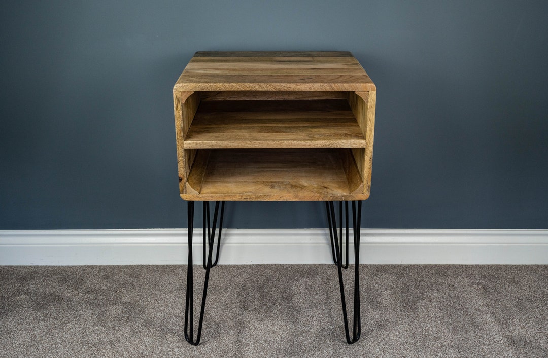Industrial Curved Mango Wood Side Unit With Shelf - Etsy UK