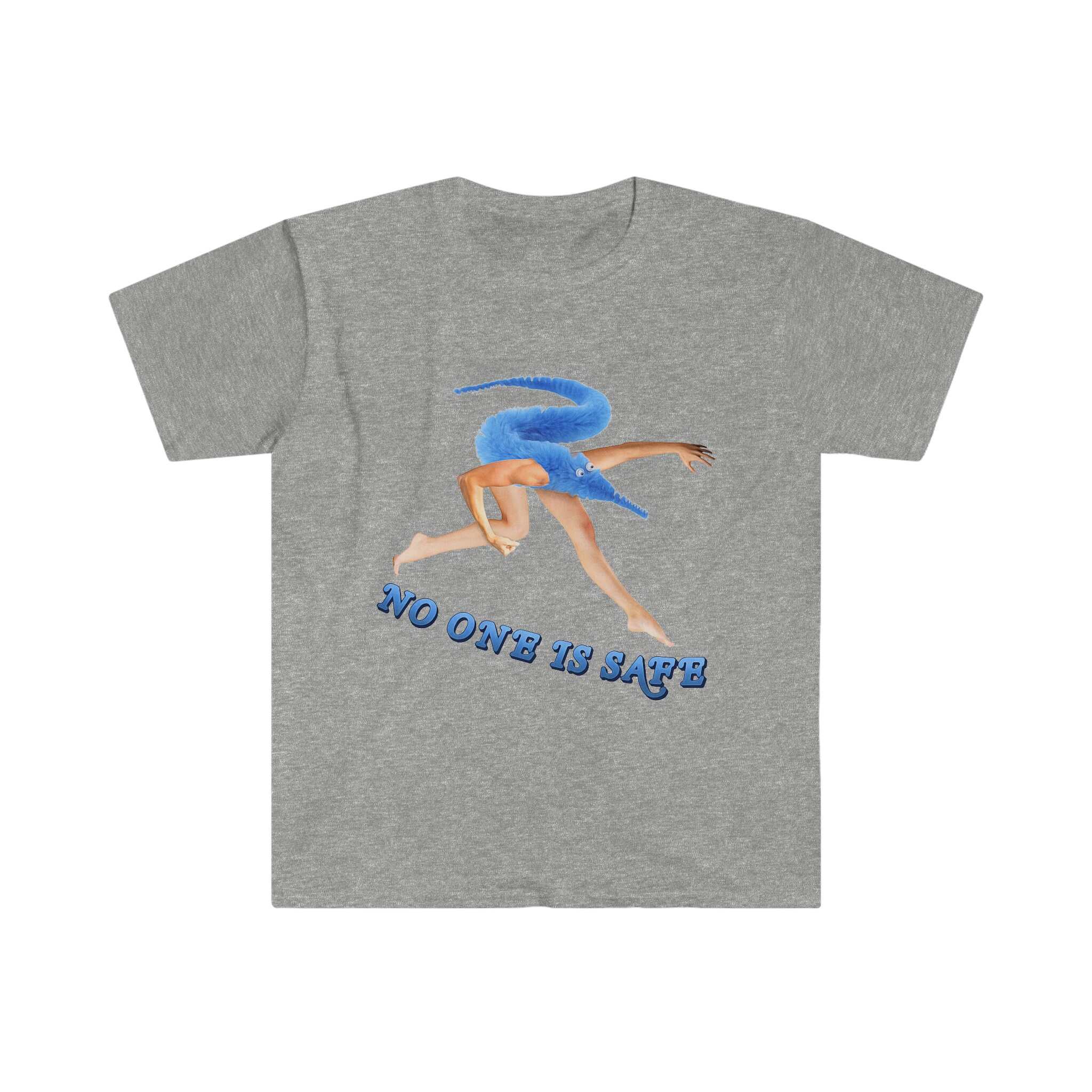 Worm on a String Blue " No One is Safe " Unisex Softstyle Cursed T ...