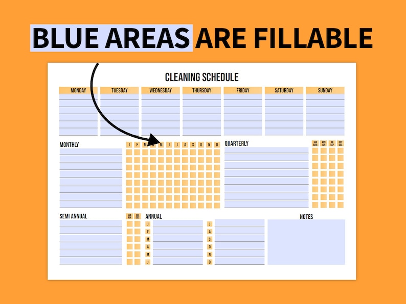 Editable Cleaning Schedule, Weekly, Monthly, Quarterly, Yearly ...