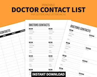 Doctor Contact List - Etsy