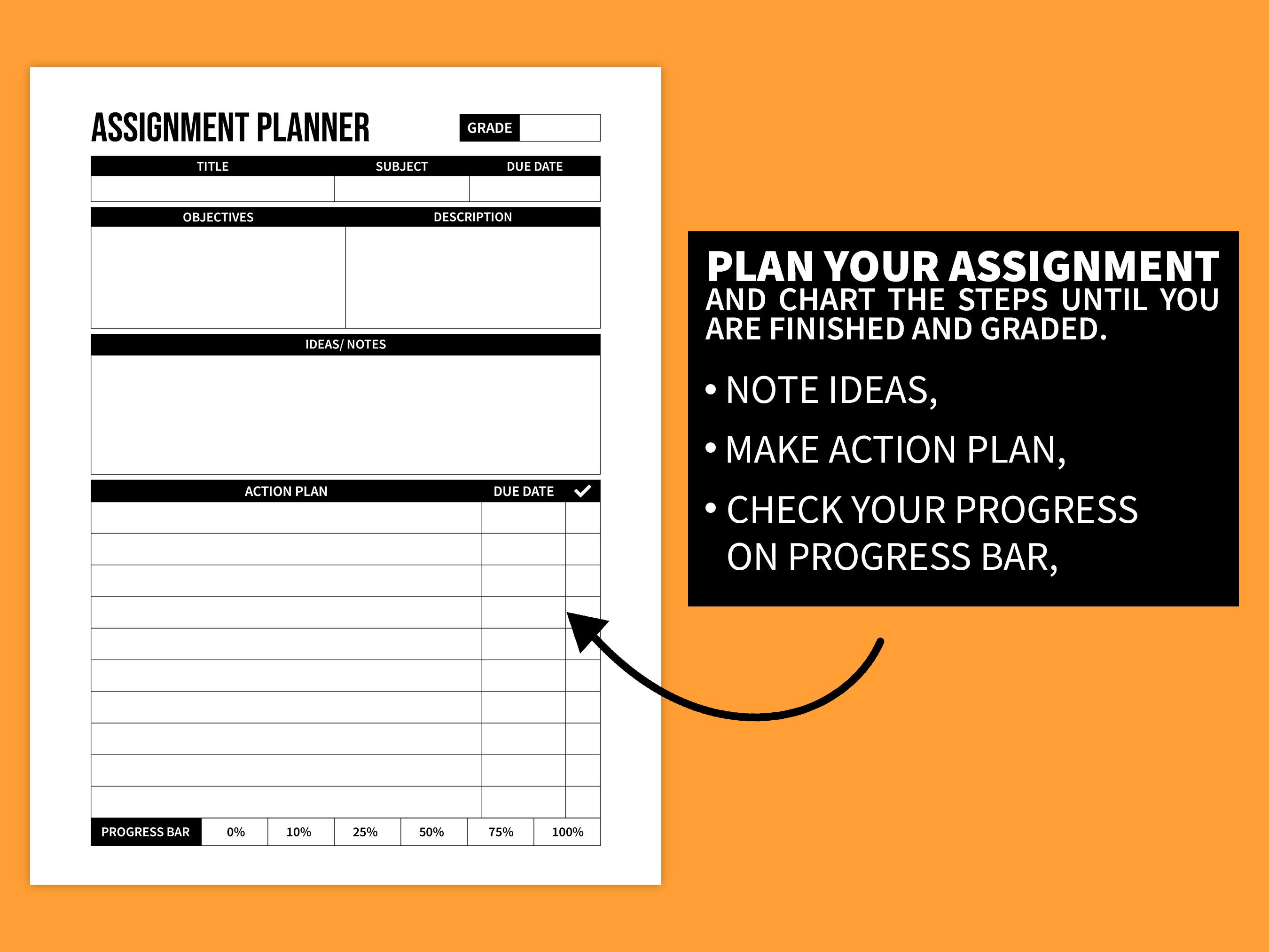 Editable Assignment Tracker, Printable Student Planner, Homework ...