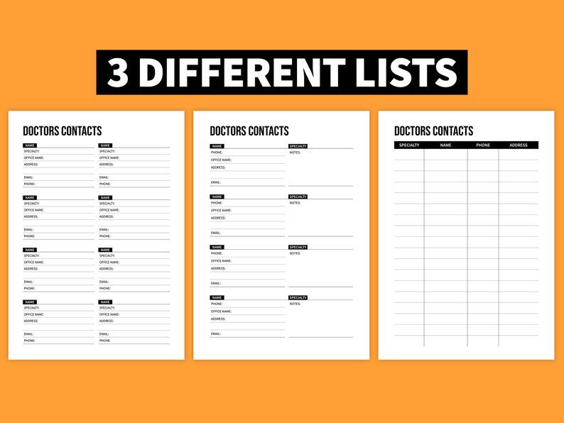 Printable Doctor Contact List Address Book Address Log - Etsy
