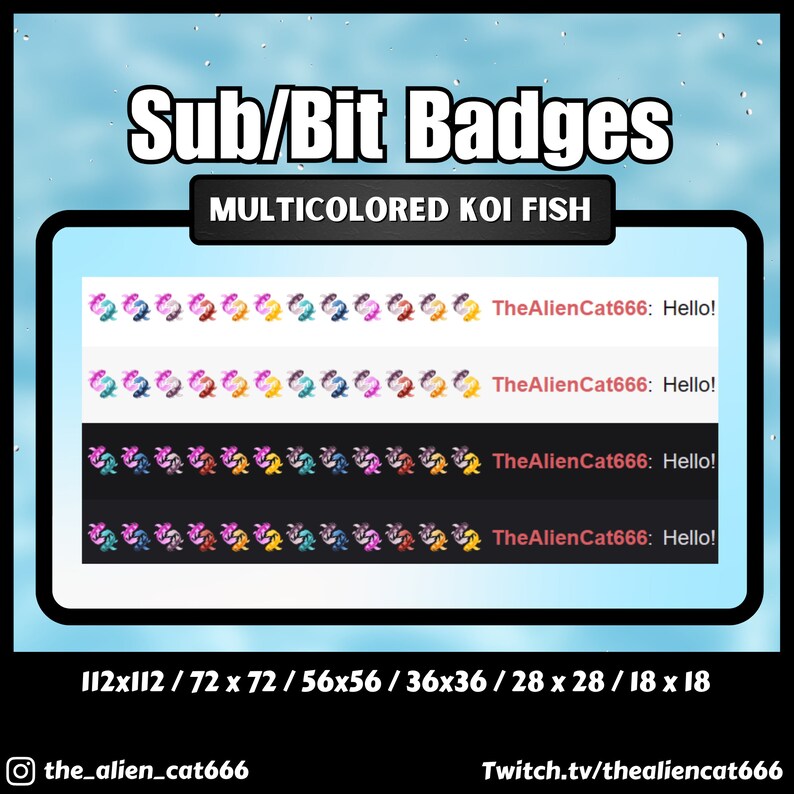 Koi Fish Sub/bit Badges W. Badge Flairs | Twitch, Youtube | Set of 12 ...