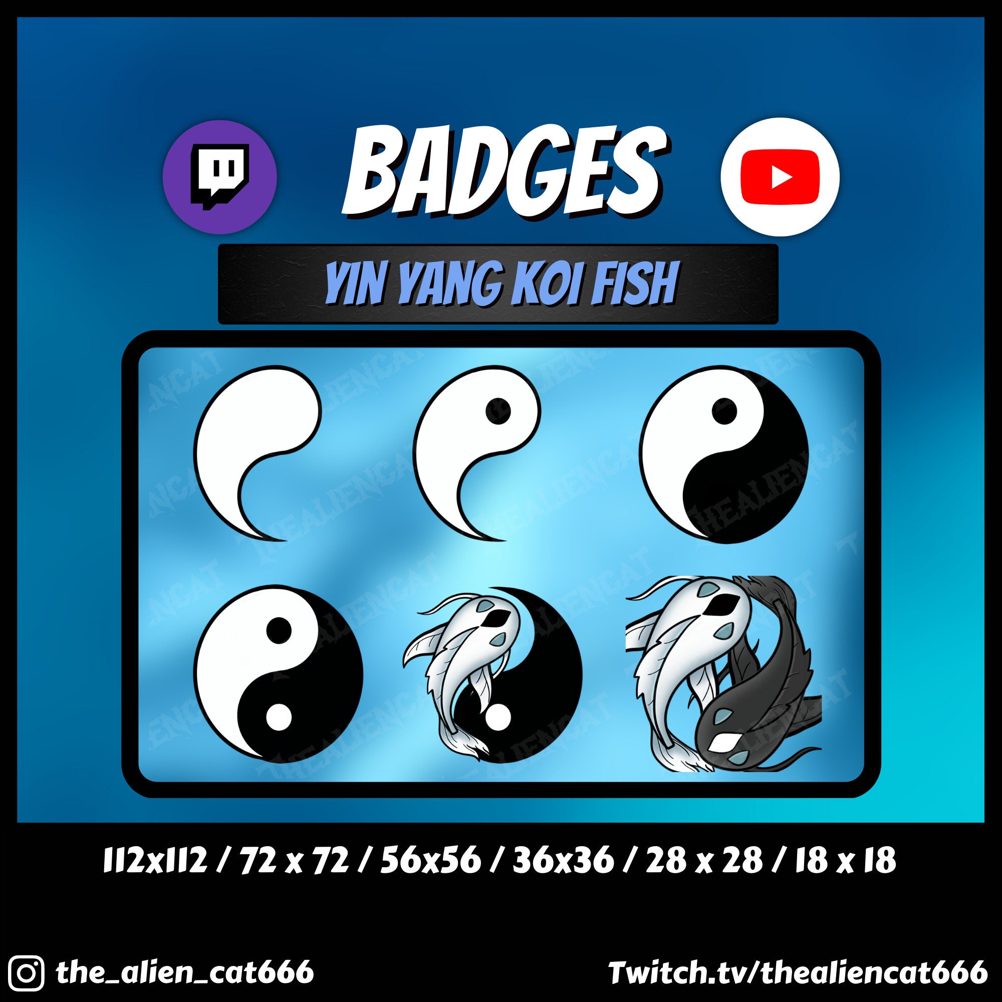 Yin Yang Koi Fish Sub/bit Badges Twitch Youtube Lo-fi - Etsy Canada