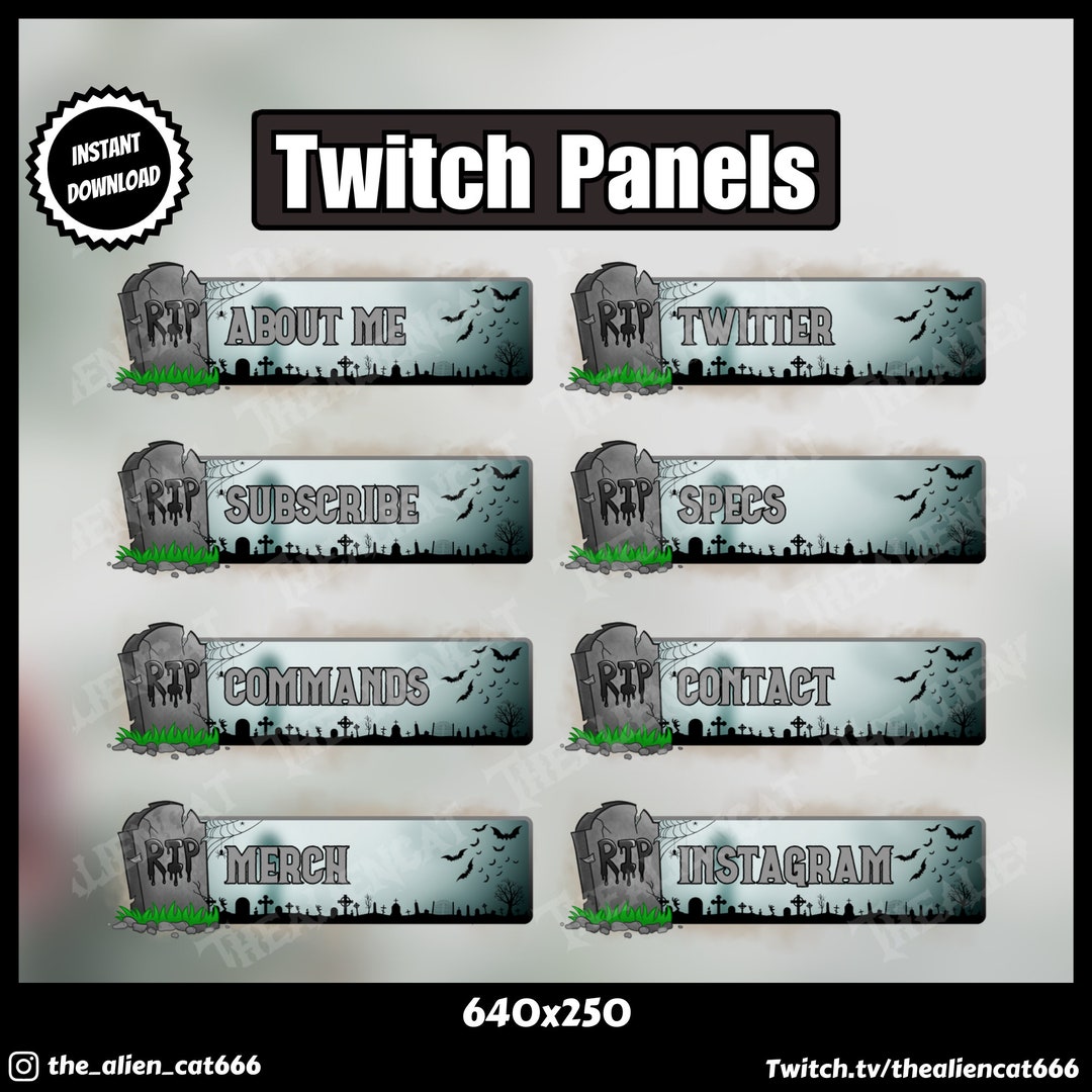 Horror Tombstone Panels for Twitch | 640x250 | Goth, Witchy, Dripping ...