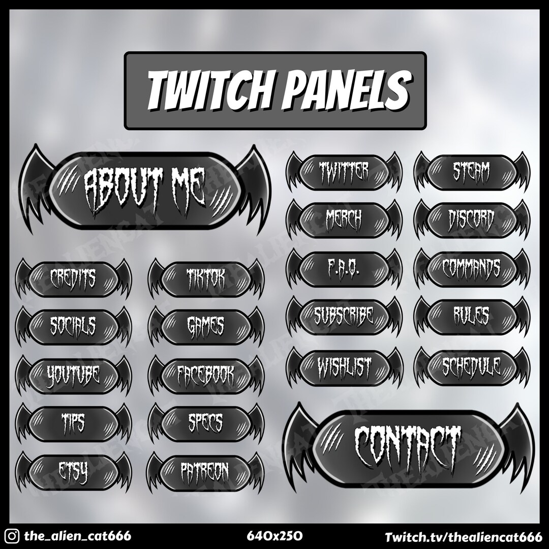 Dark Black Demon Panels for Twitch 640x250 Goth Pagan Witchy - Etsy
