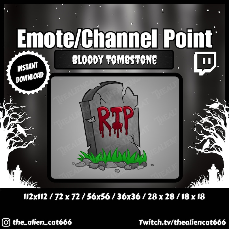 Bloody Red Tombstone Channel Coin/emote | Twitch | Channel Point Icons ...