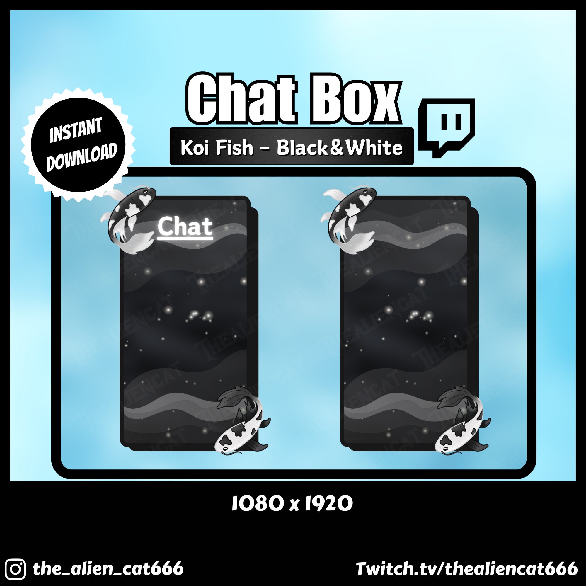 Black and White Koi Fish Chat Box 1000 X 1080 - Twitch, Youtube ...