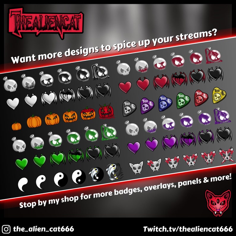 Gothic Crystal Sub/bit Badges W. Badge Flairs | Twitch, Youtube | Set ...