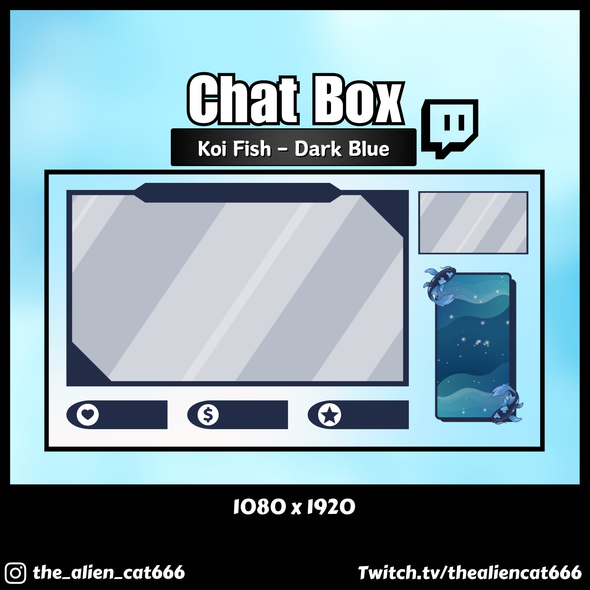 Dark Blue Koi Fish Chat Box 1000 X 1080 - Twitch, Youtube, Facebook ...