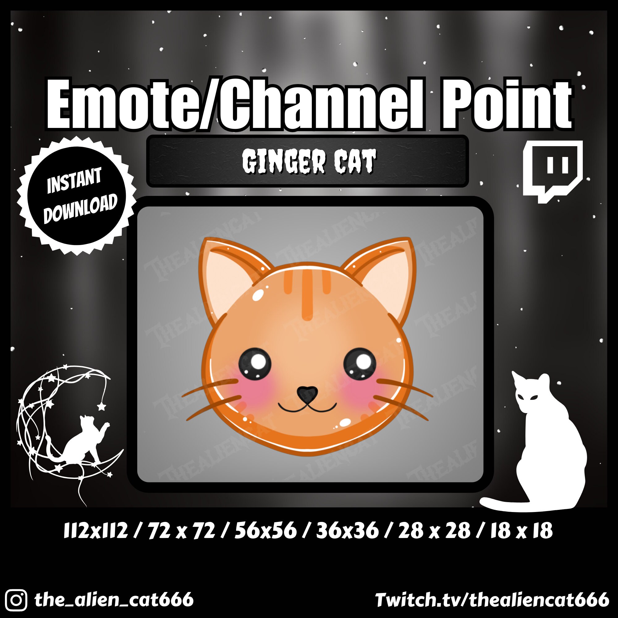 Kawaii Ginger Cat Channel Coin/emote | Twitch | Channel Point Icons ...