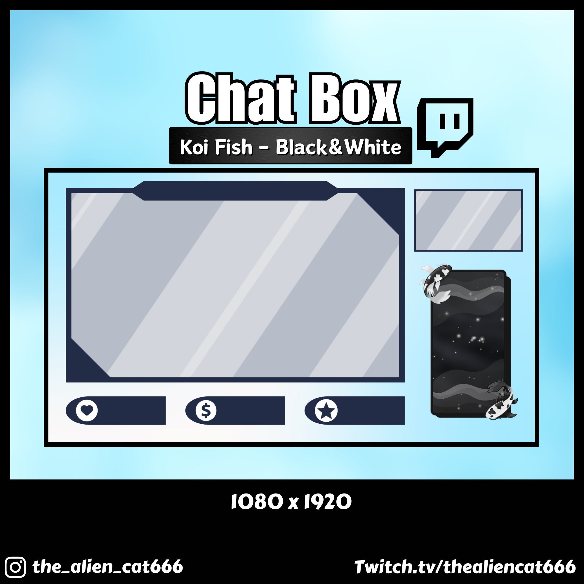 Black and White Koi Fish Chat Box 1000 X 1080 - Twitch, Youtube ...