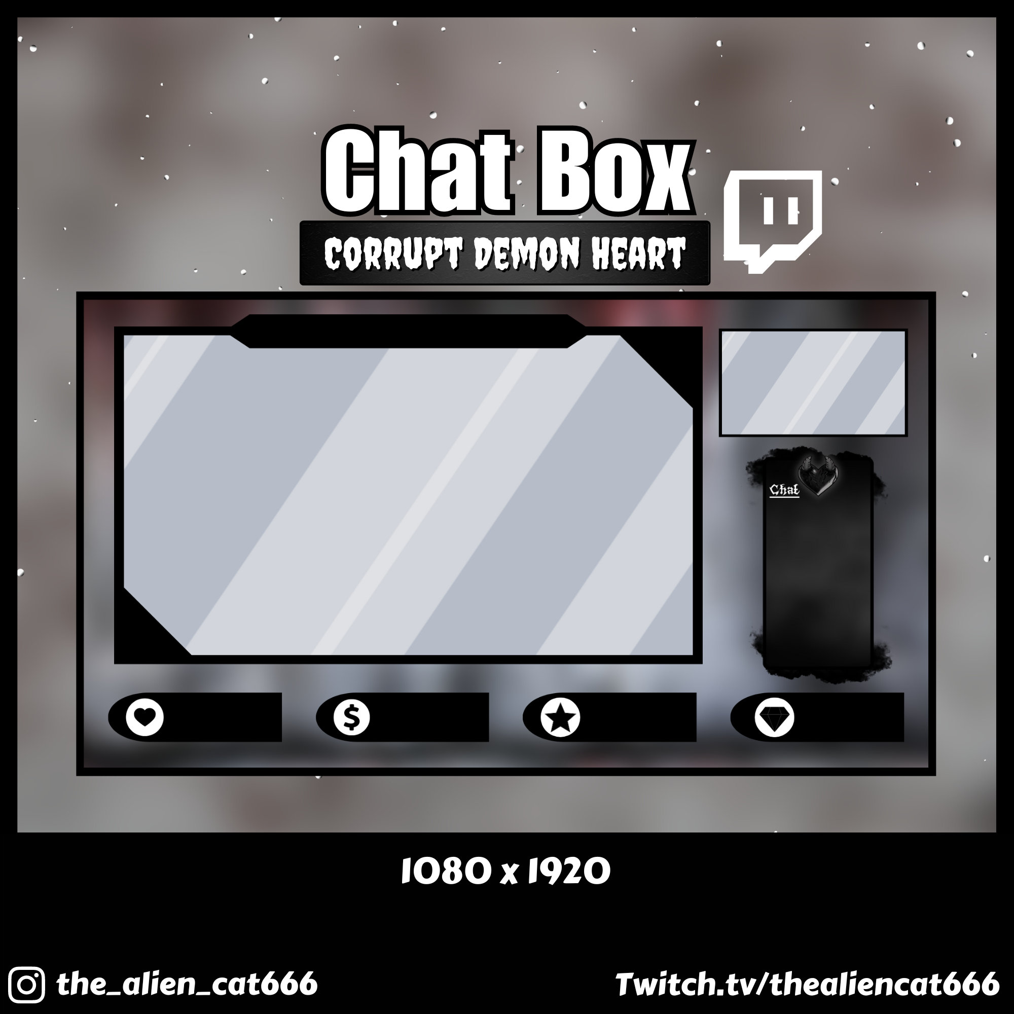 Gothic Corrupt Black Demon Heart Chat Box 1000 X 1080 - Twitch, Youtube ...
