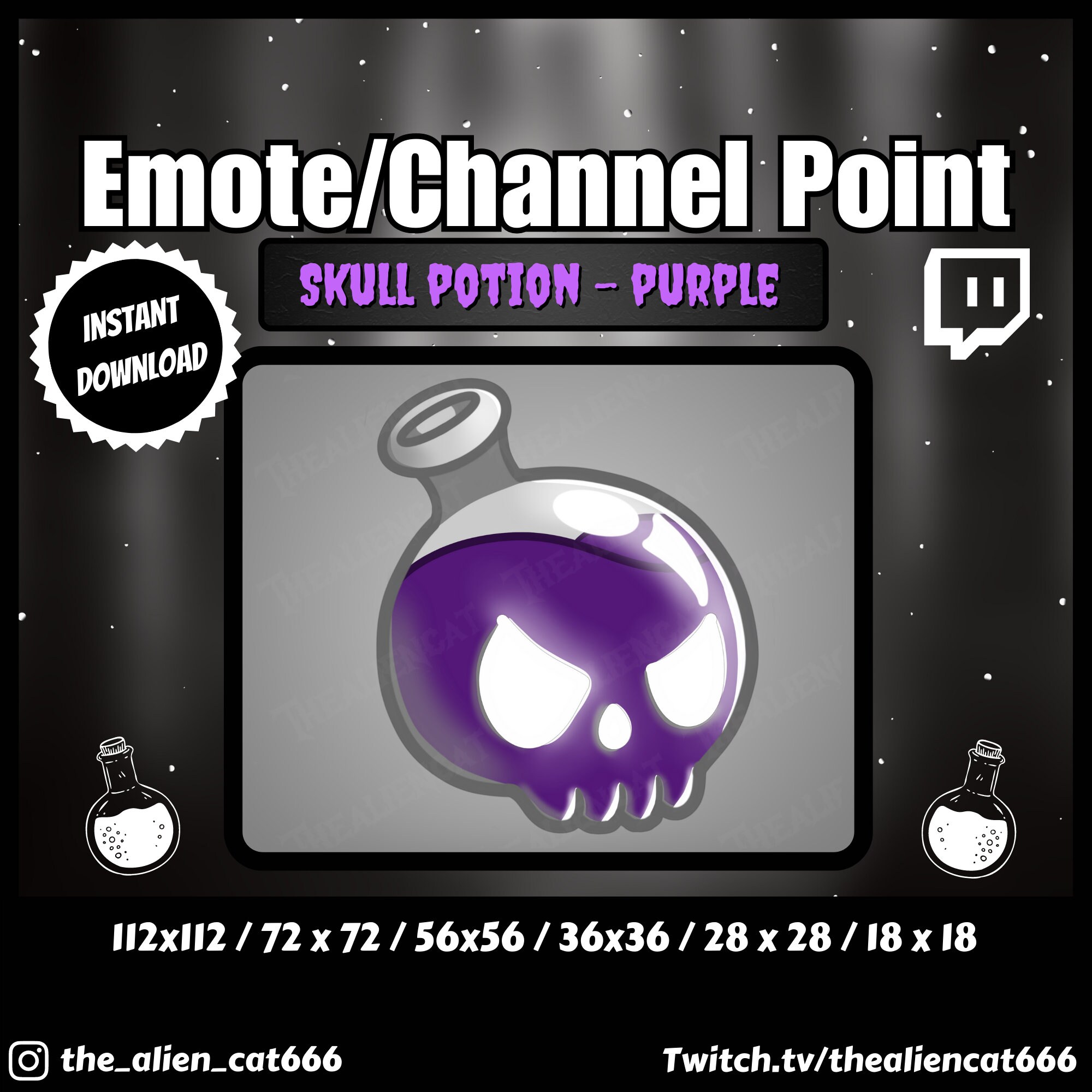 Purple Skull Potion Channel Coin/emote Twitch Channel Point Icons, Dark ...