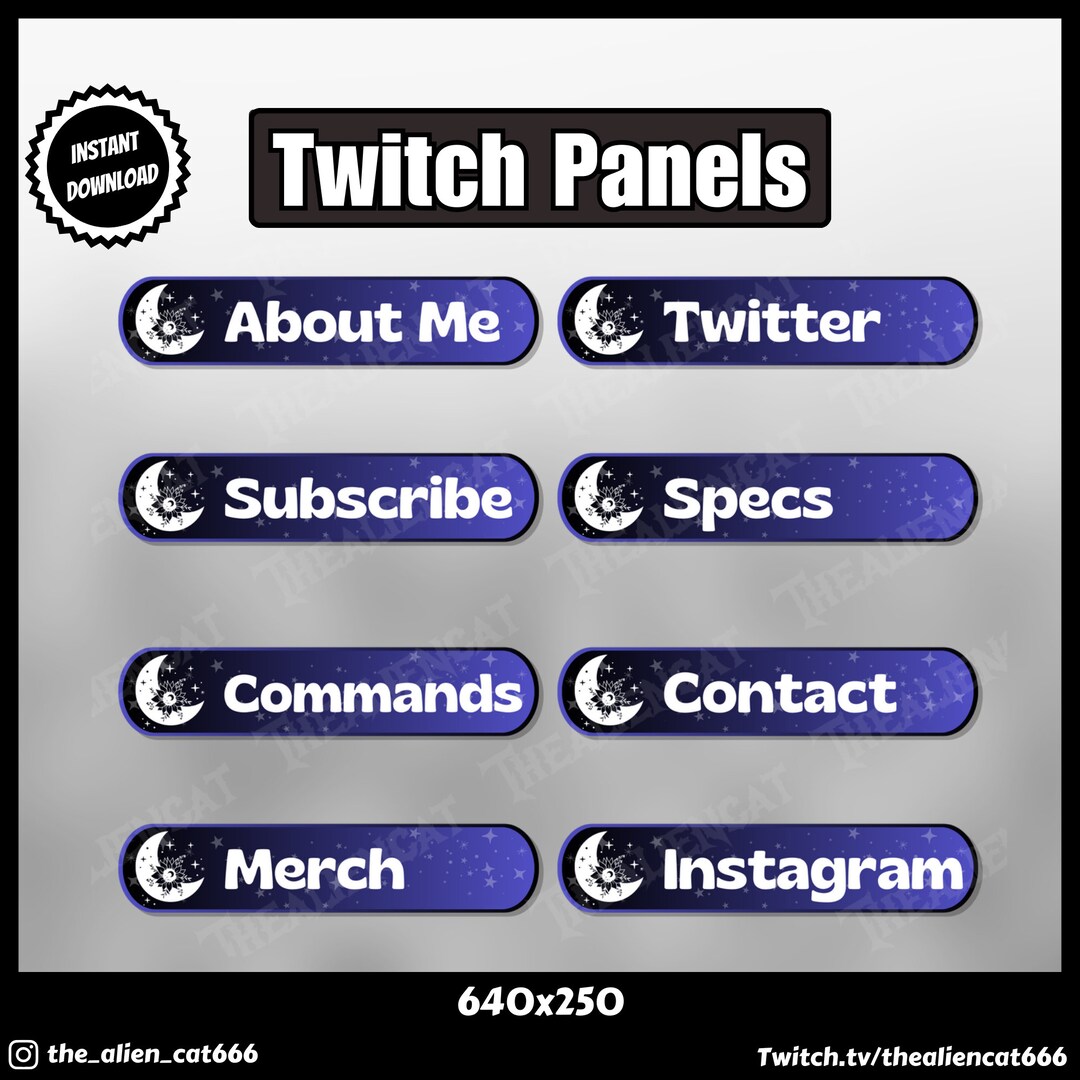 Purple Celestial Moon Panels for Twitch | 640x250 | Goth, Pagan, Witchy ...