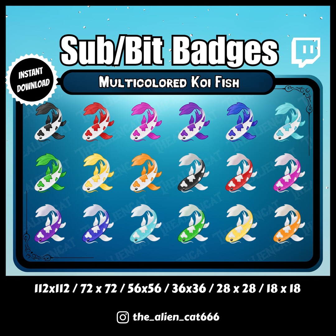 Koi Fish Sub/bit Badges | Twitch, Youtube | Set of 18 | Lo-fi, Calm ...