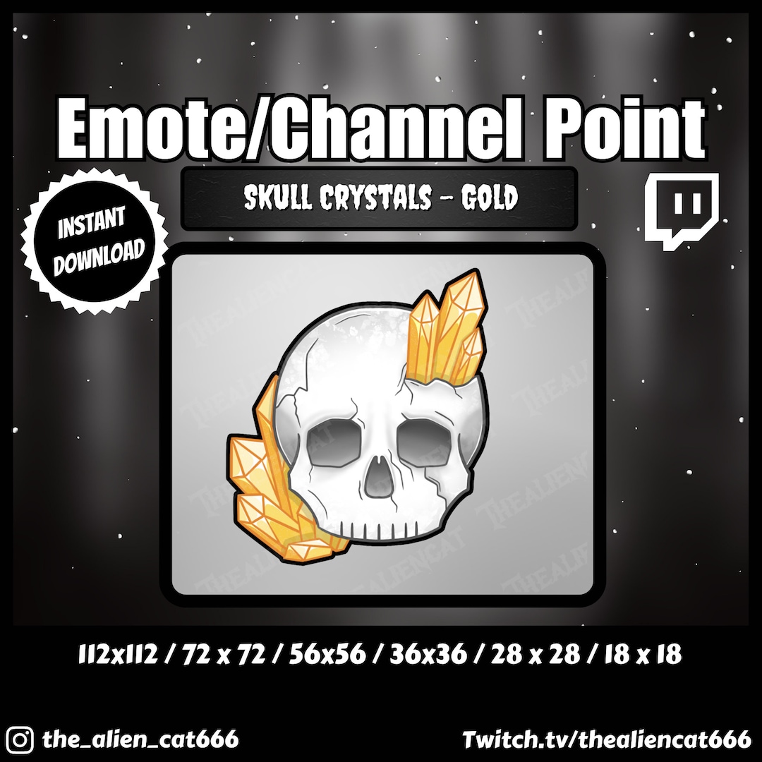 Gothic Gold Crystal Skull Channel Coin/emote | Twitch | Channel Point ...