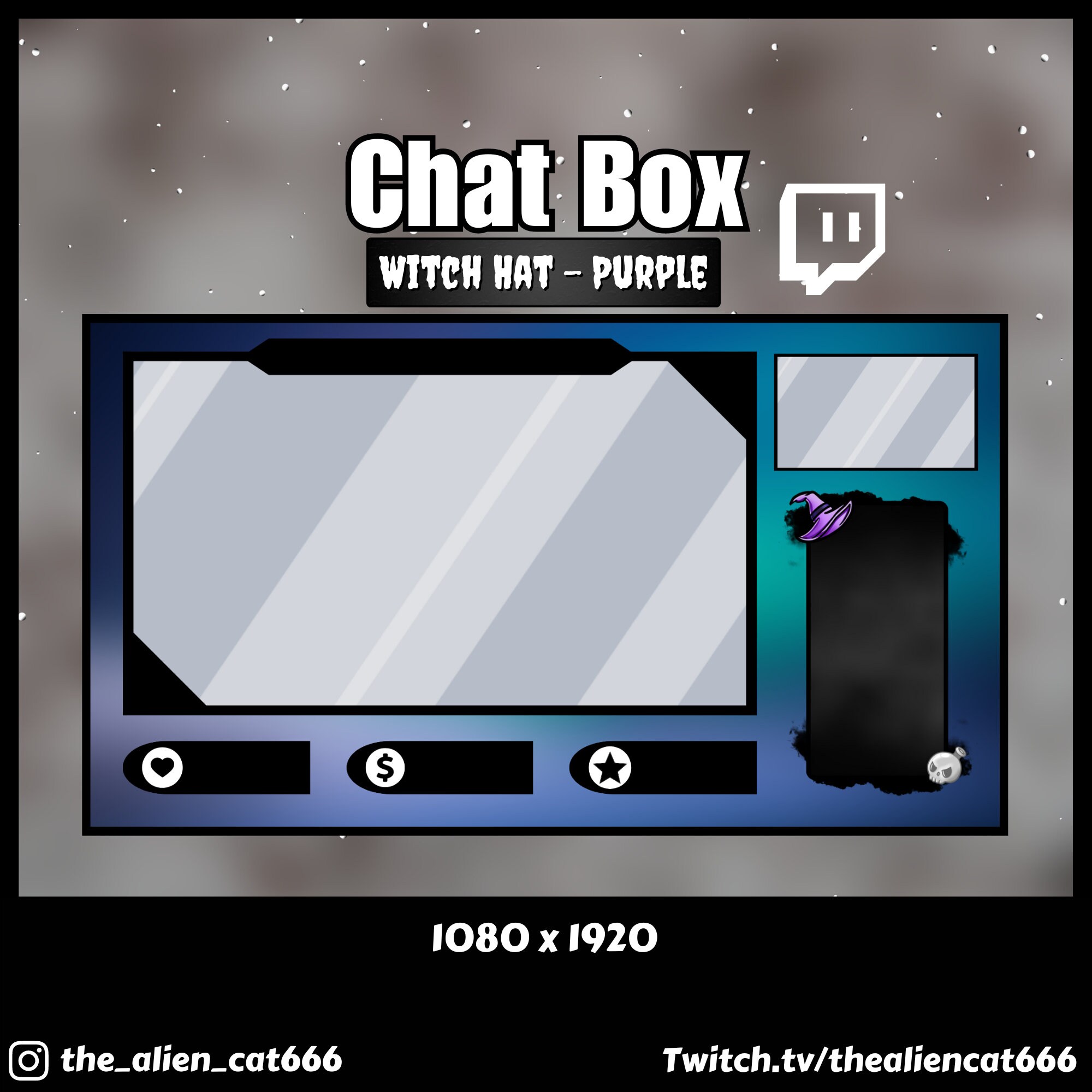Purple Witchy Goth Hat and Potion Chat Box 1000 X 1080 Twitch, Youtube ...