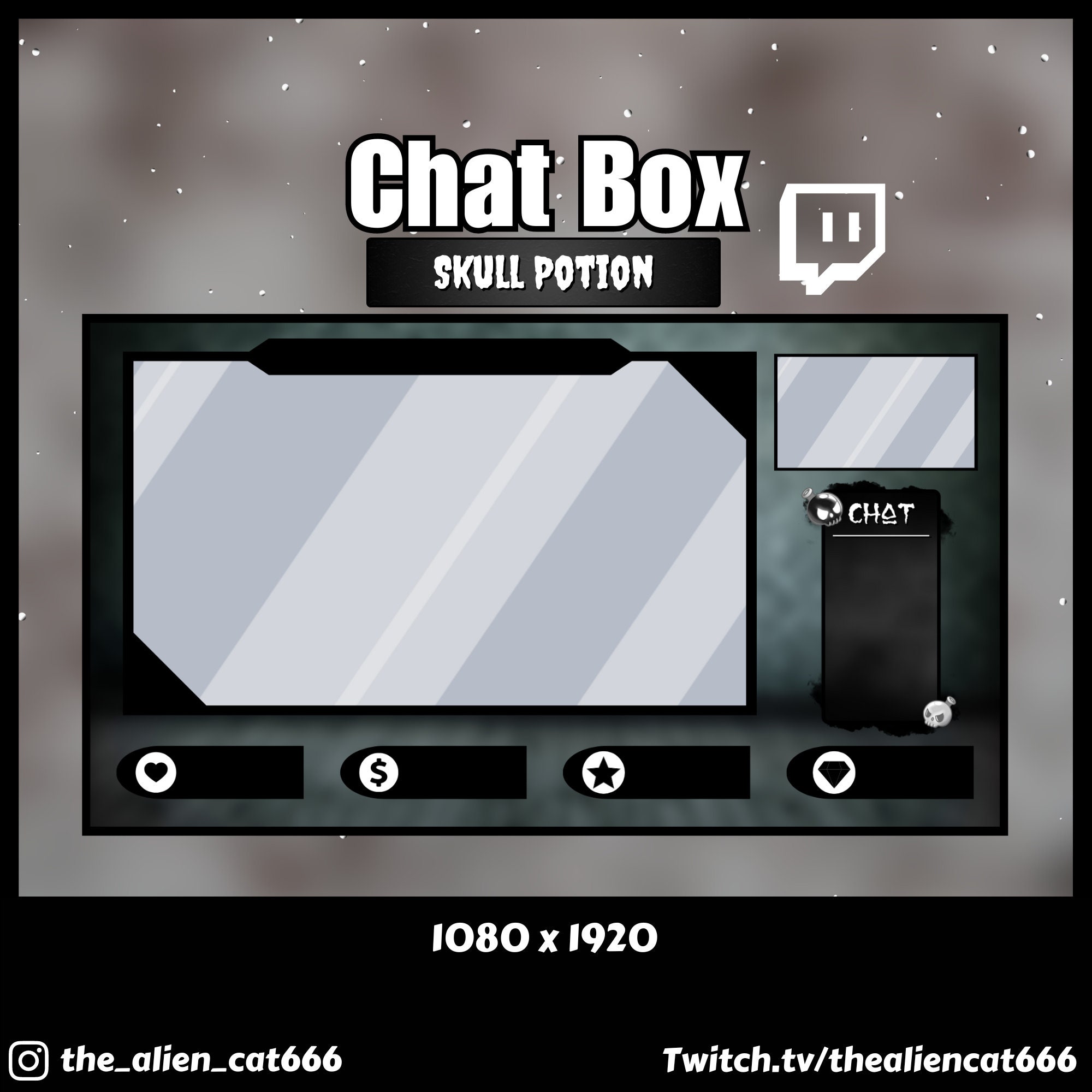 Skull Witchy Goth Potion Chat Box 1000 X 1080 - Twitch, Youtube ...