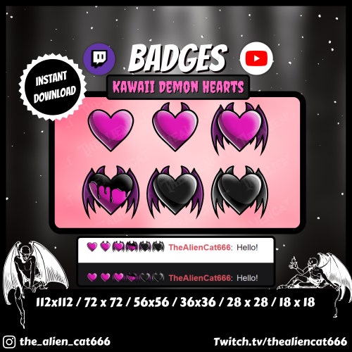 Gothic Black and Red Demon Heart Sub/bit Badges Twitch - Etsy