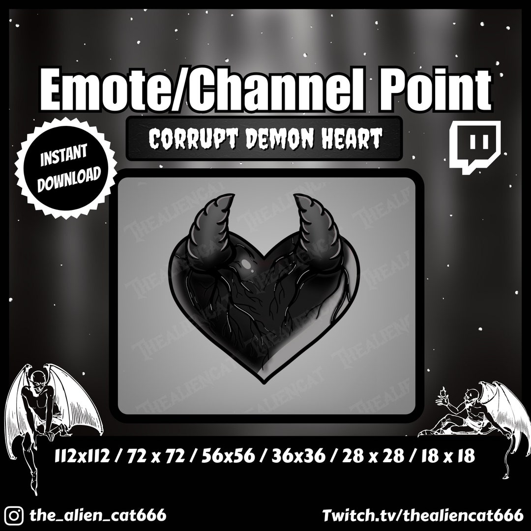 Corrupt Black Demon Heart Channel Coin/emote | Twitch | Channel Point ...