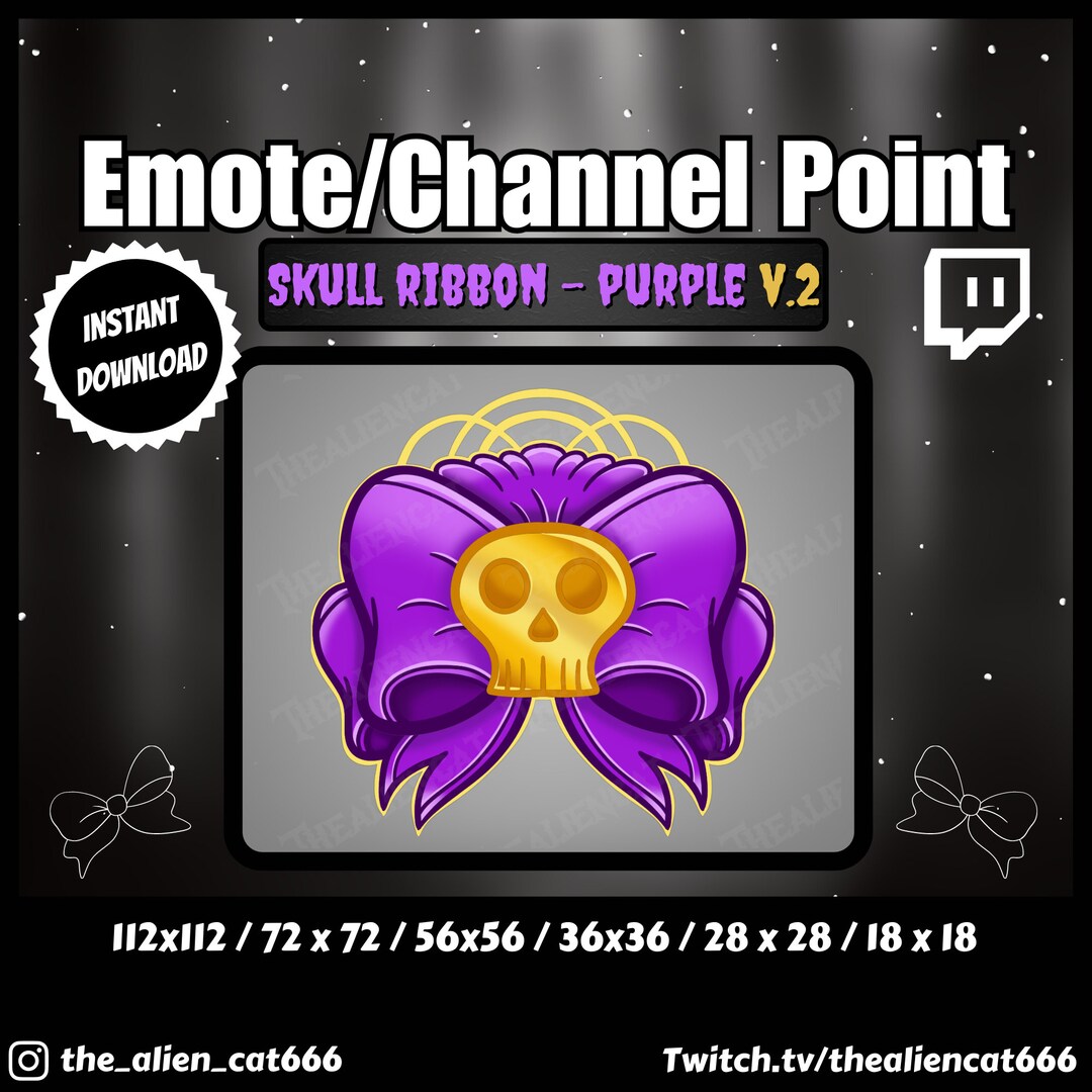 Purple Skull Ribbon V.2 Channel Coin/emote | Twitch | Channel Point ...