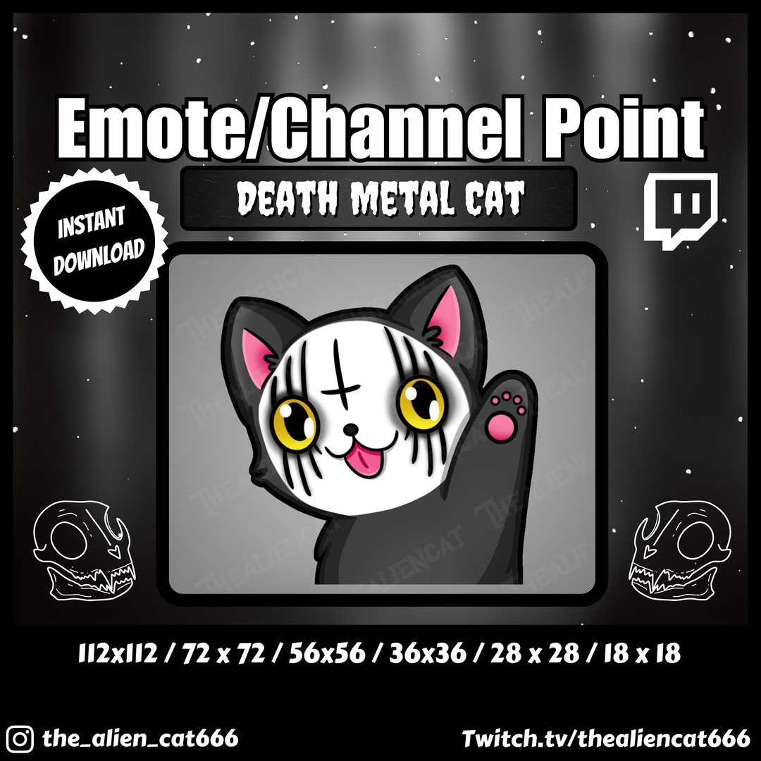 Death Metal Cat Channel Coin/emote | Twitch | Channel Point Icons, Dark ...