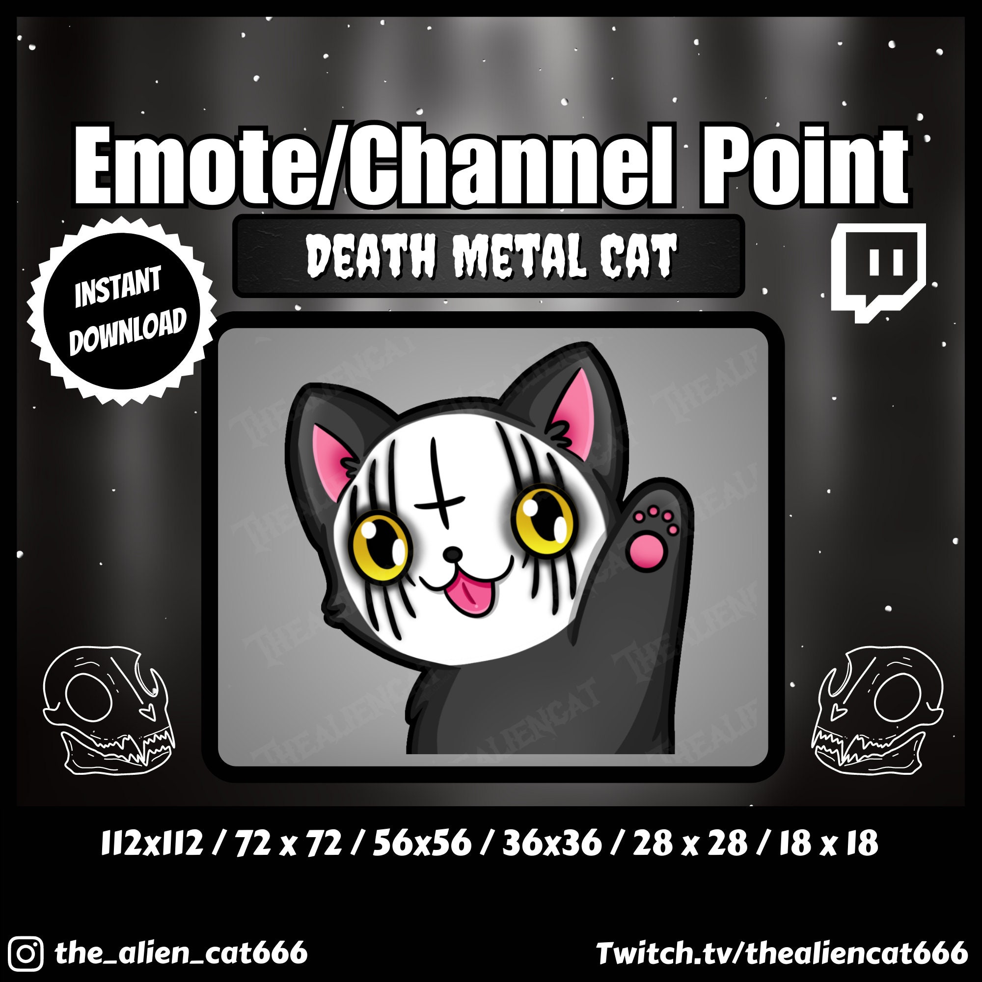 Death Metal Cat Channel Coin/emote | Twitch | Channel Point Icons, Dark ...