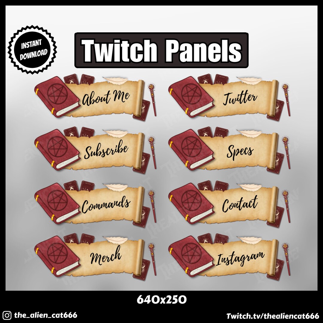Book of Shadows Panels for Twitch V.2 | 640x250 | Goth, Pagan, Witchy ...