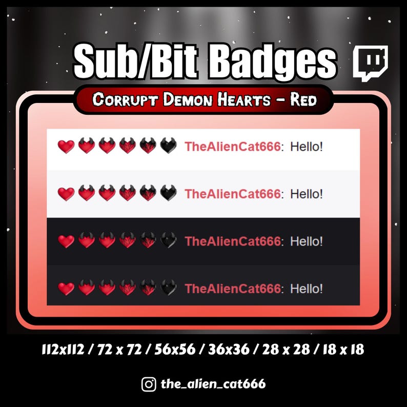 Gothic Corrupt Demon Heart Sub/bit Badges - Twitch, Youtube | Set of 6 ...