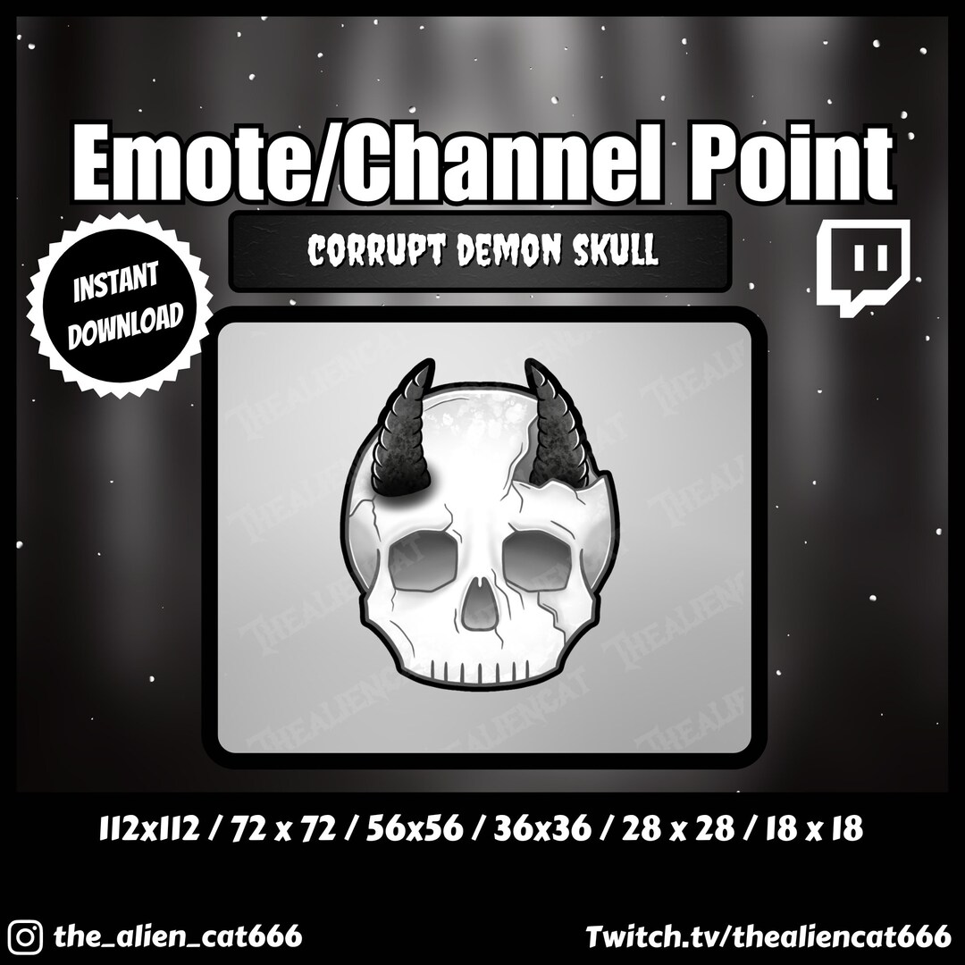 Corrupt Skull Channel Coin | Twitch | Horns, Channel Point Icons, Dark ...