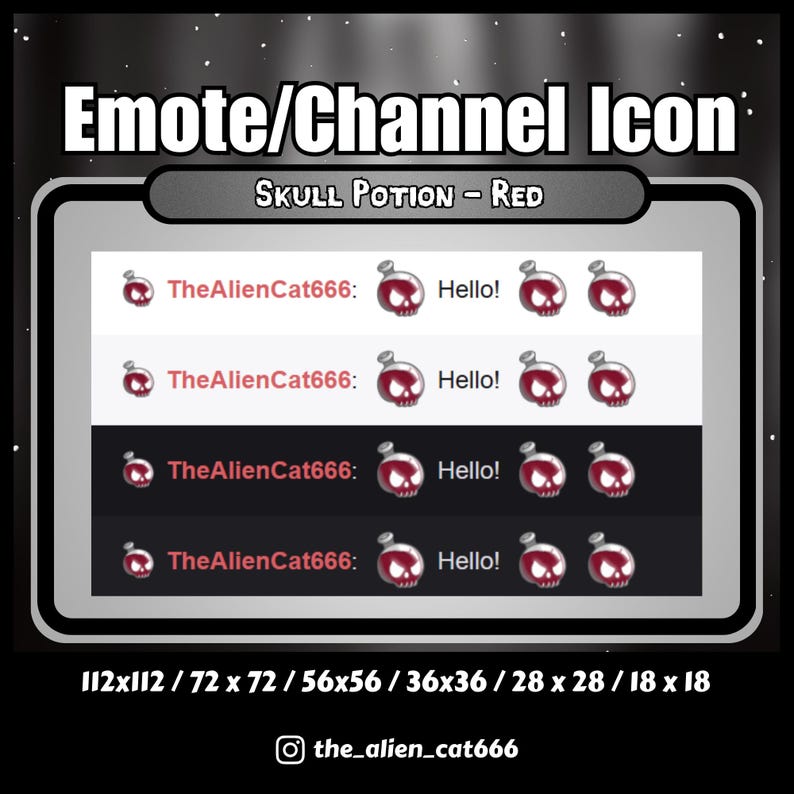 Blood Red Skull Potion Channel Coin/emote | Twitch | Channel Point ...