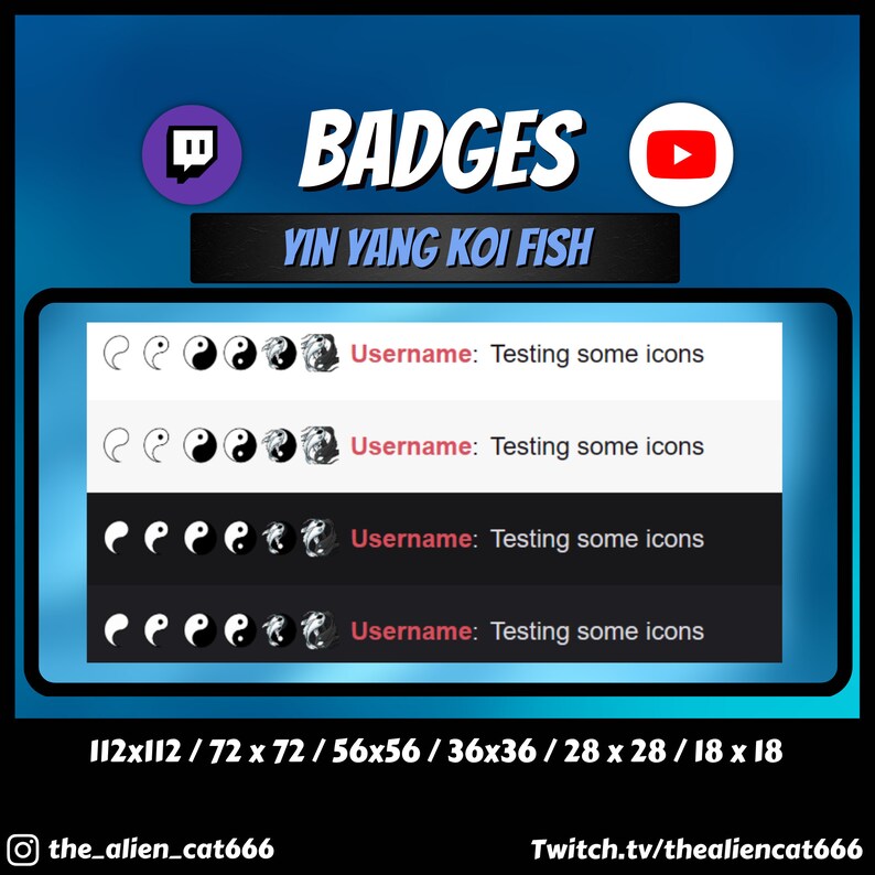 Yin Yang Koi Fish Sub/bit Badges Twitch Youtube Lo-fi - Etsy
