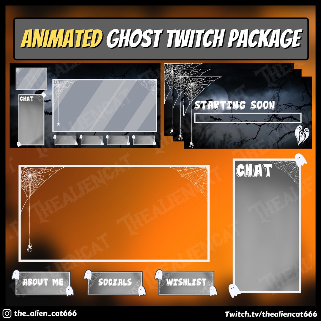 Animated Ghost Package- Twitch, Youtube, Facebook, Calm, Dark, Goth ...