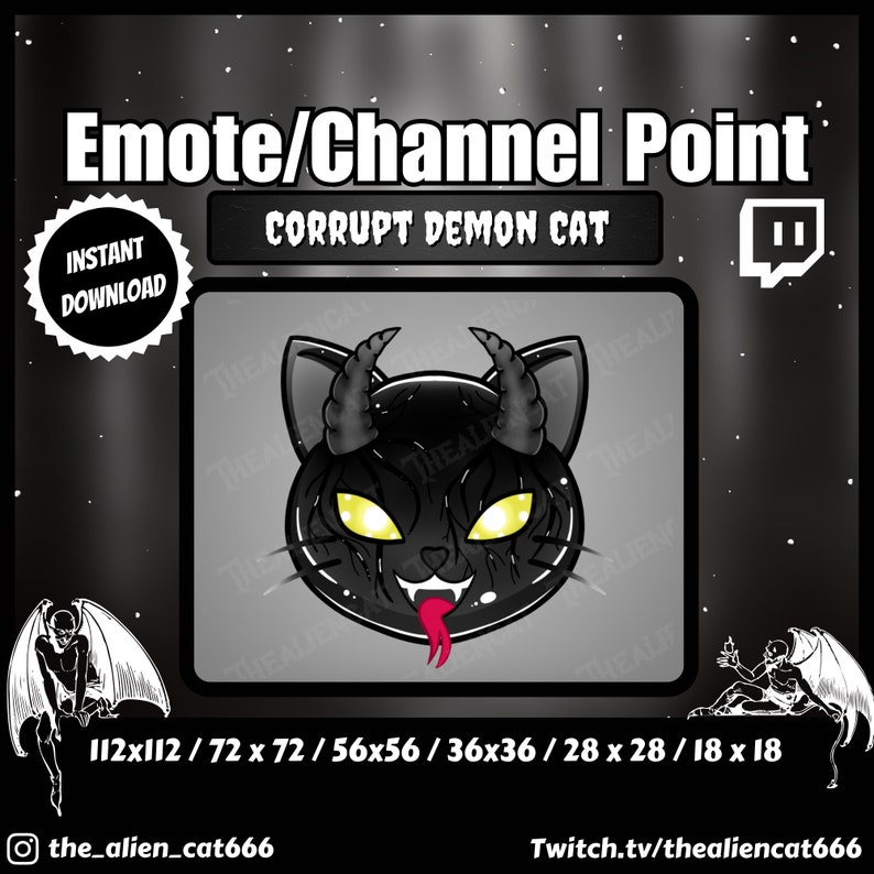 Corrupt Black Demon Cat Channel Coin/emote | Twitch | Channel Point ...