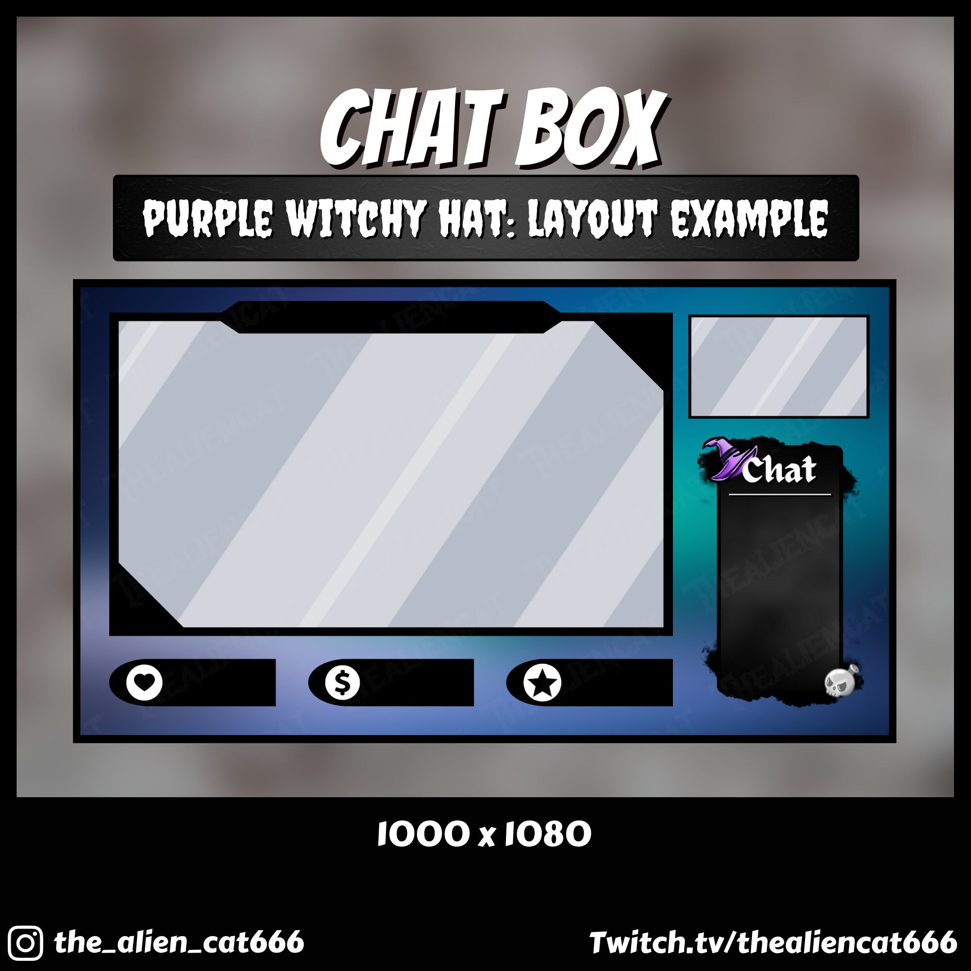 Purple Witchy Goth Hat and Potion Chat Box 1000 X 1080 - Etsy