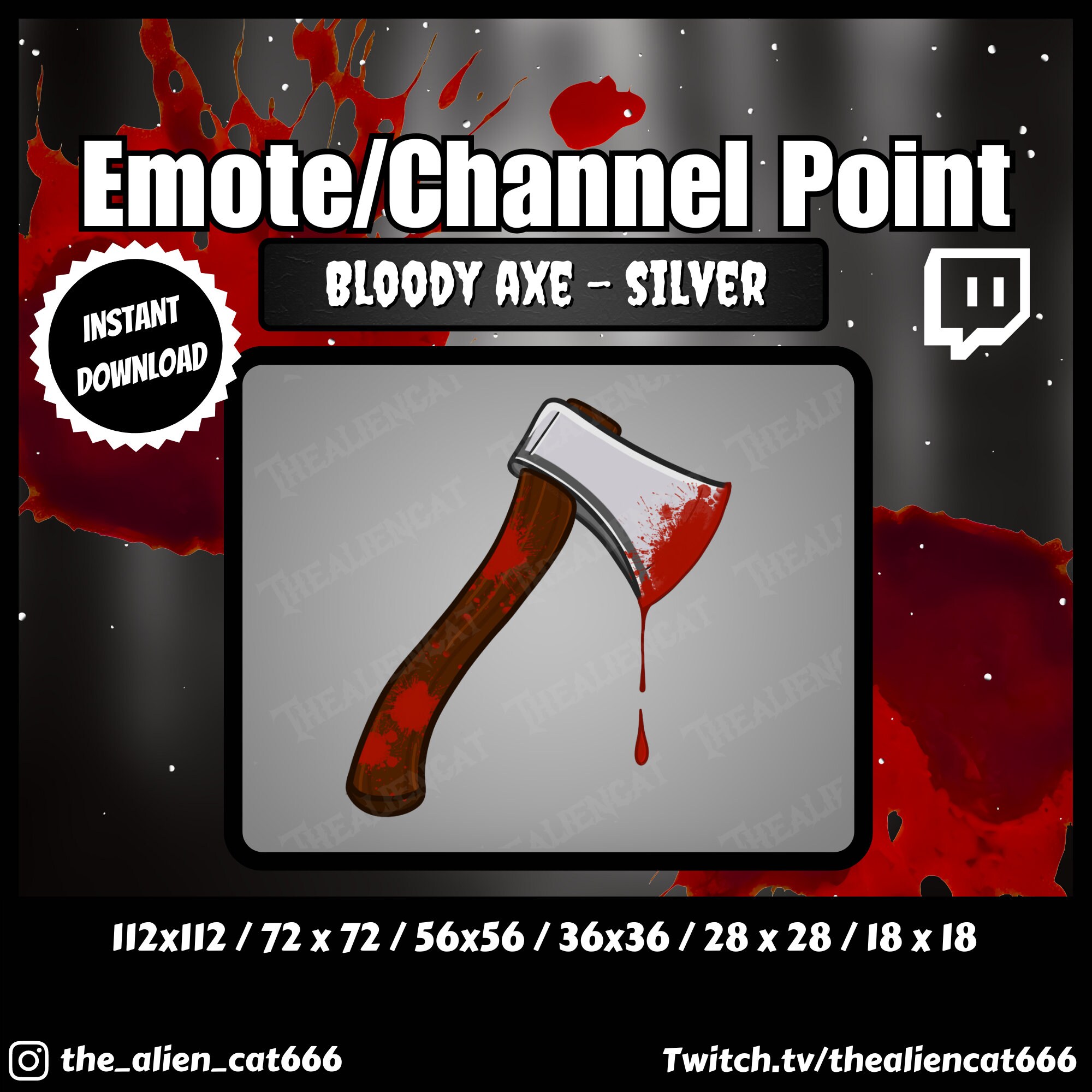 Silver Throwing Axe Channel Point/emote | Twitch | Bloody, Goth ...