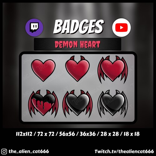 Gothic Black and Red Demon Heart Sub/bit Badges Twitch - Etsy