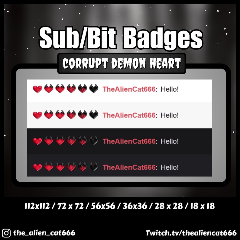 Gothic Corrupt Demon Heart Sub/bit Badges - Twitch, Youtube | Set of 6 ...