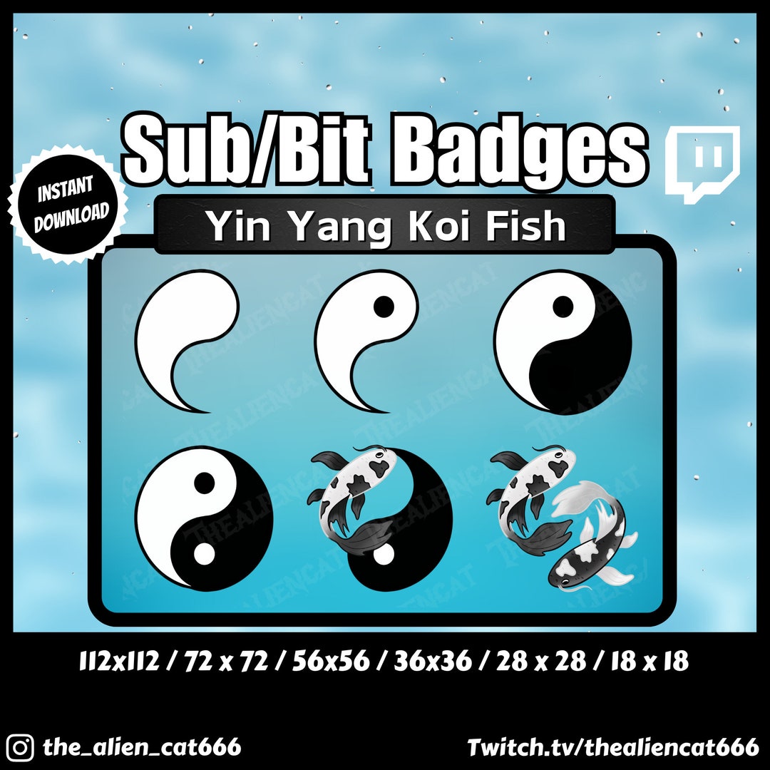 Yin Yang Koi Fish Sub/bit Badges Twitch, Youtube Set of 6 Lo-fi, Calm ...