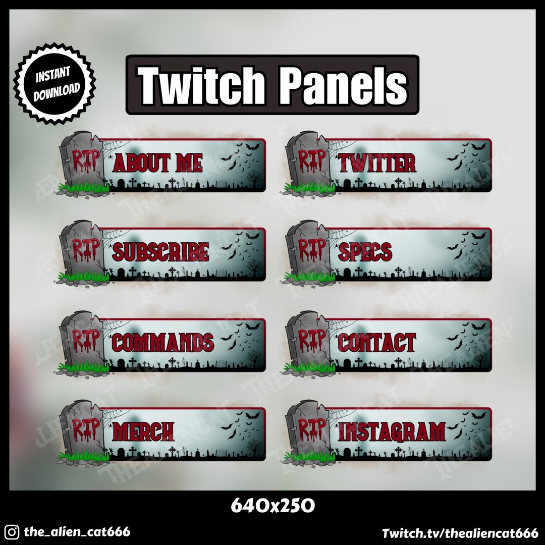 Horror Blood Red Tombstone Panels for Twitch | 640x250 | Goth, Witchy ...