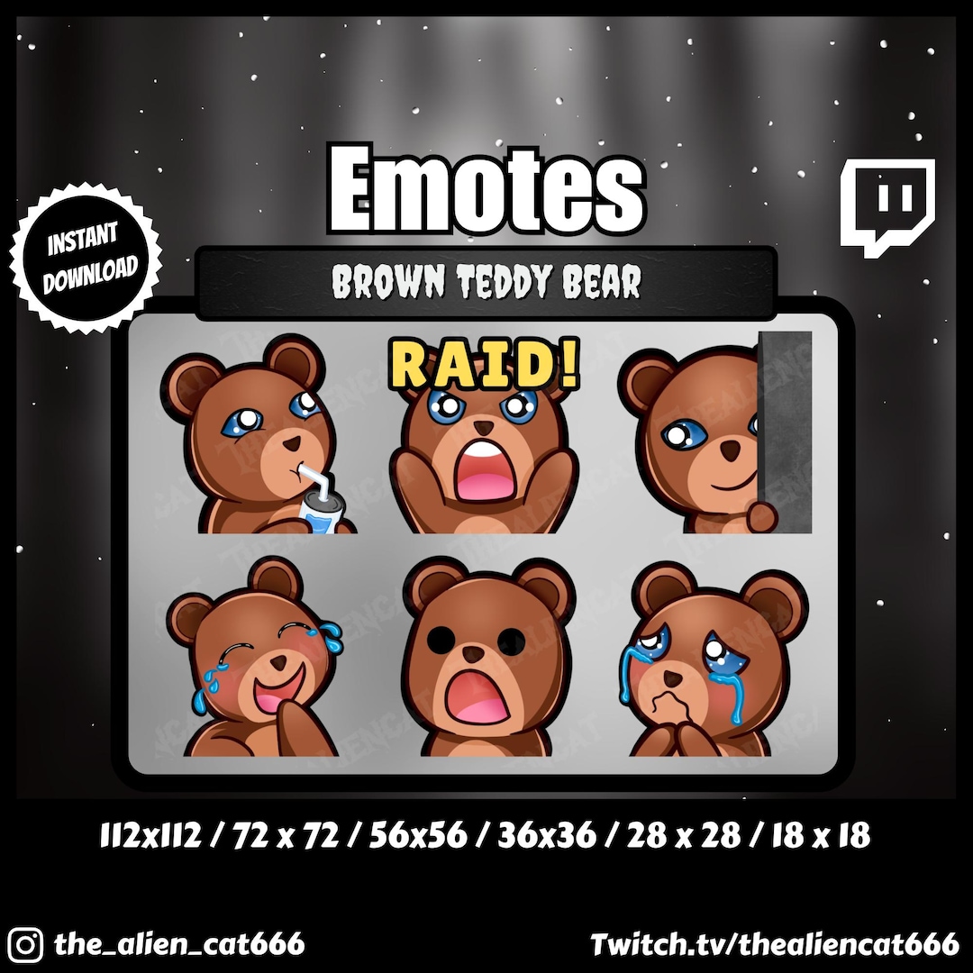 Kawaii Teddy Bear Emotes | Twitch, Youtube, Discord | Set of 6 | Cute ...
