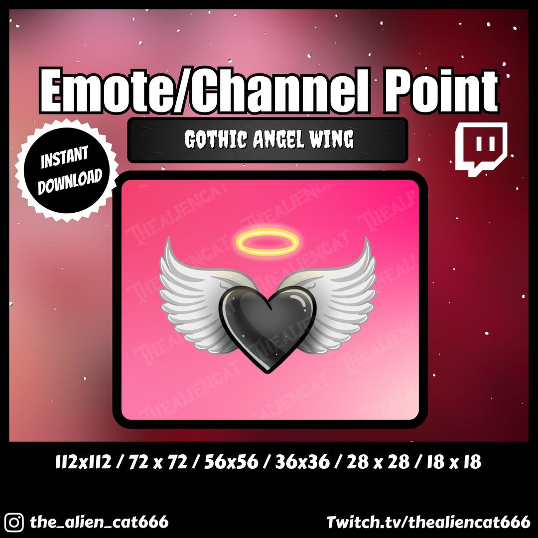 Black Angel Wing Heart Channel Coin/emote | Twitch | Channel Point ...