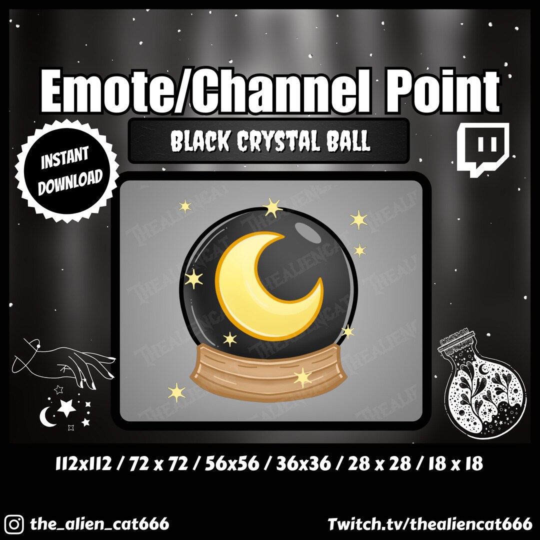 Black Crystal Ball Channel Coin/emote | Twitch | Channel Point Icons ...