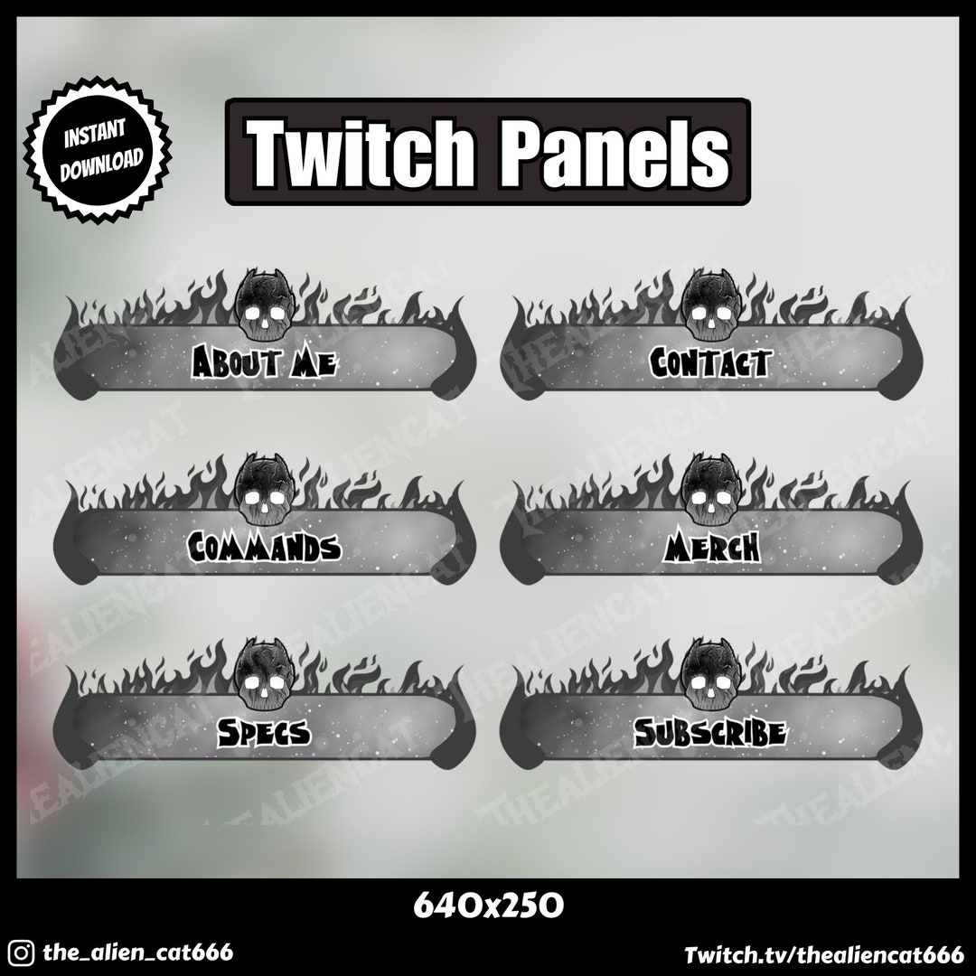Gothic Corrupt Skull Panels for Twitch | 640x250 | Goth, Pagan, Witchy ...