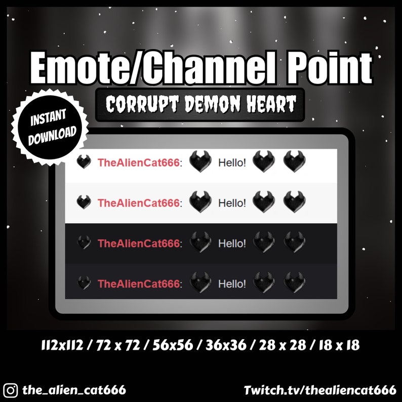 Corrupt Black Demon Heart Channel Coin/emote | Twitch | Channel Point ...