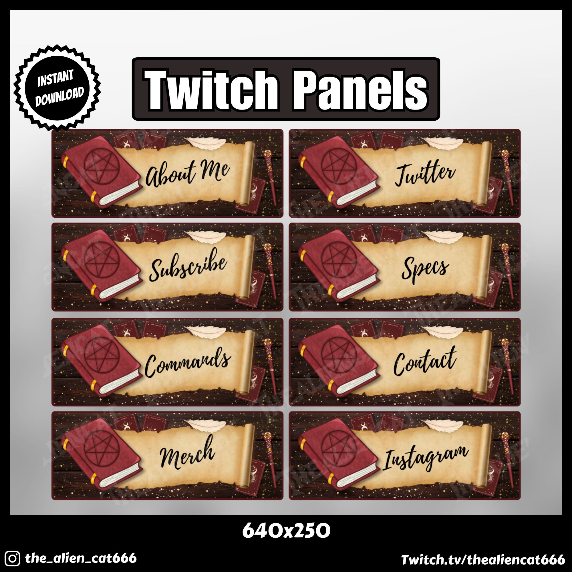 Book of Shadows Panels for Twitch | 640x250 | Goth, Pagan, Witchy ...