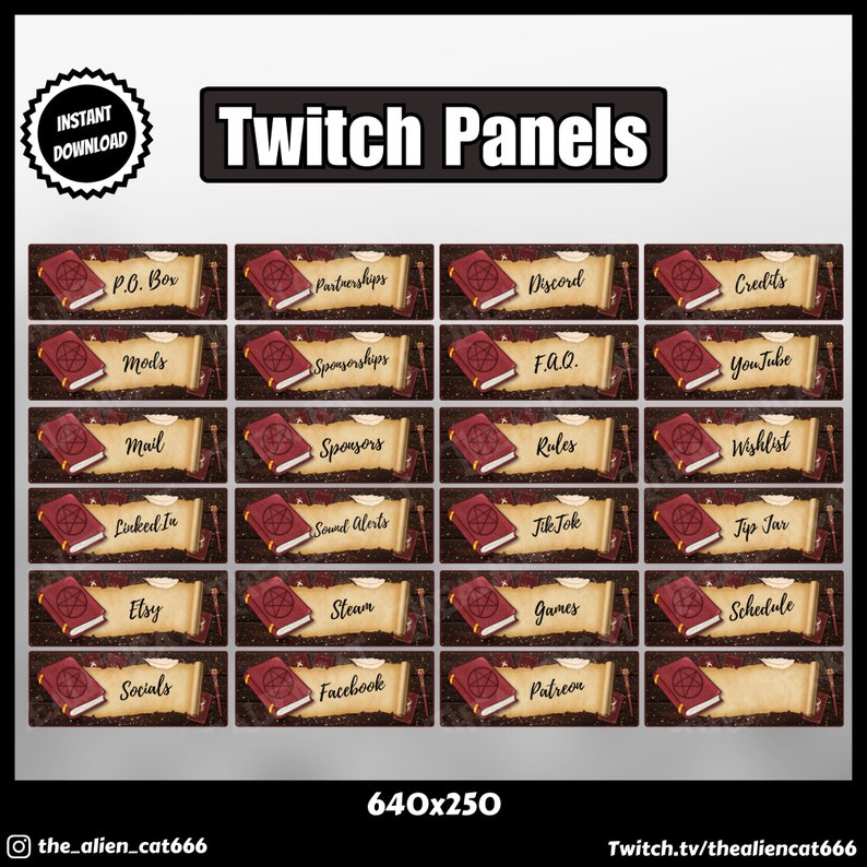 Book of Shadows Panels for Twitch | 640x250 | Goth, Pagan, Witchy ...